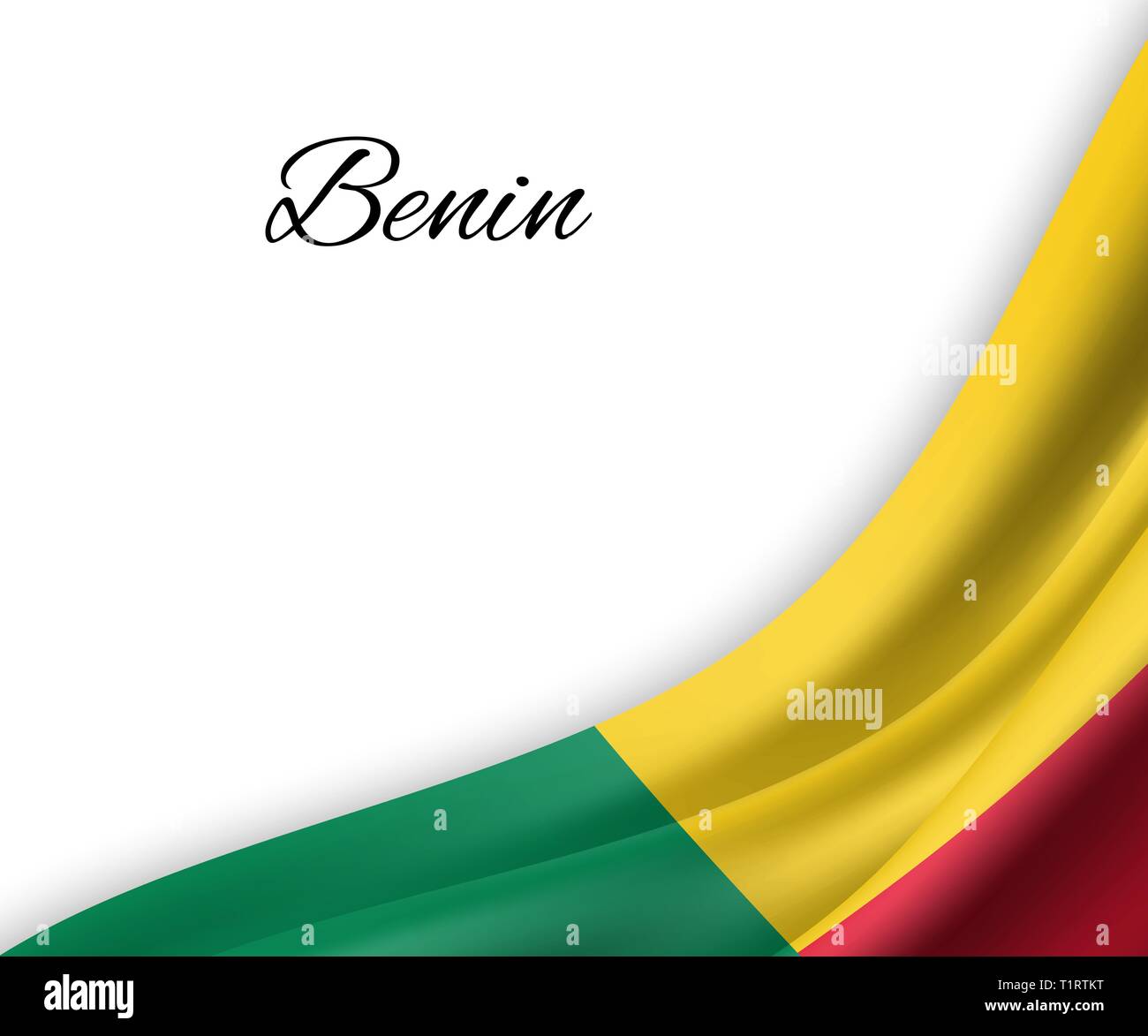 waving flag of Benin on white background. Template for independence day ...