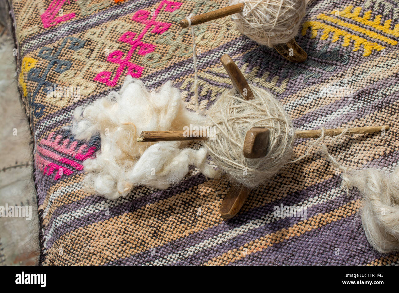 Set of Roll of hand made thread Stock Photo - Alamy