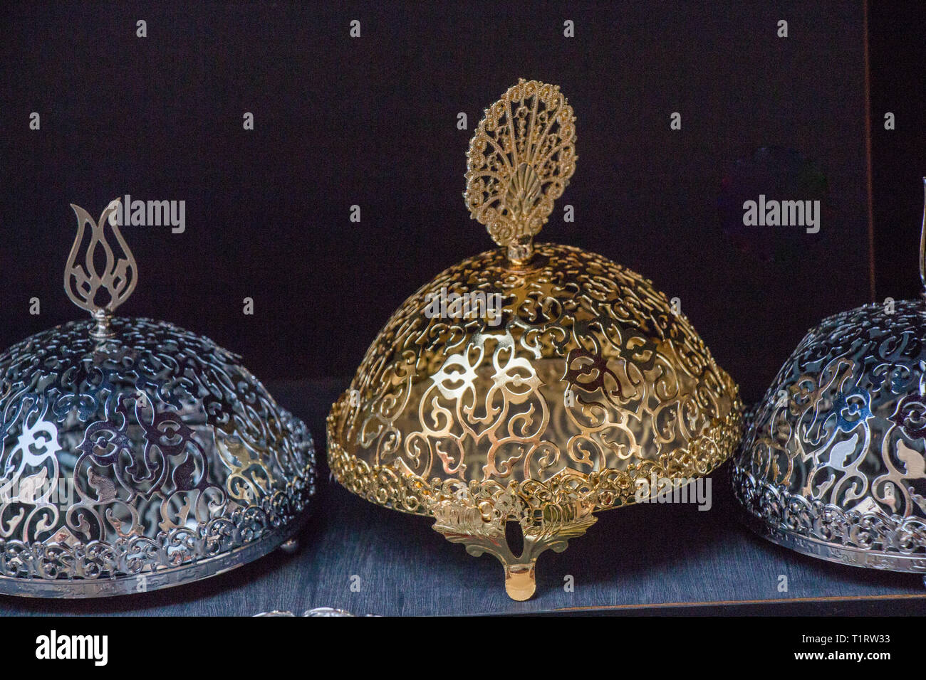 Taditional Turkish metal plates in the view Stock Photo - Alamy