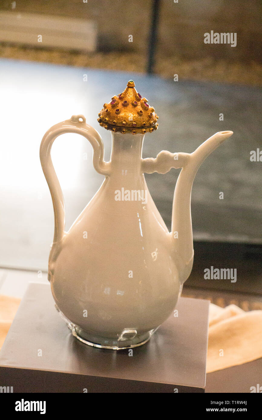 Very old style clay ewer water jar in view Stock Photo - Alamy
