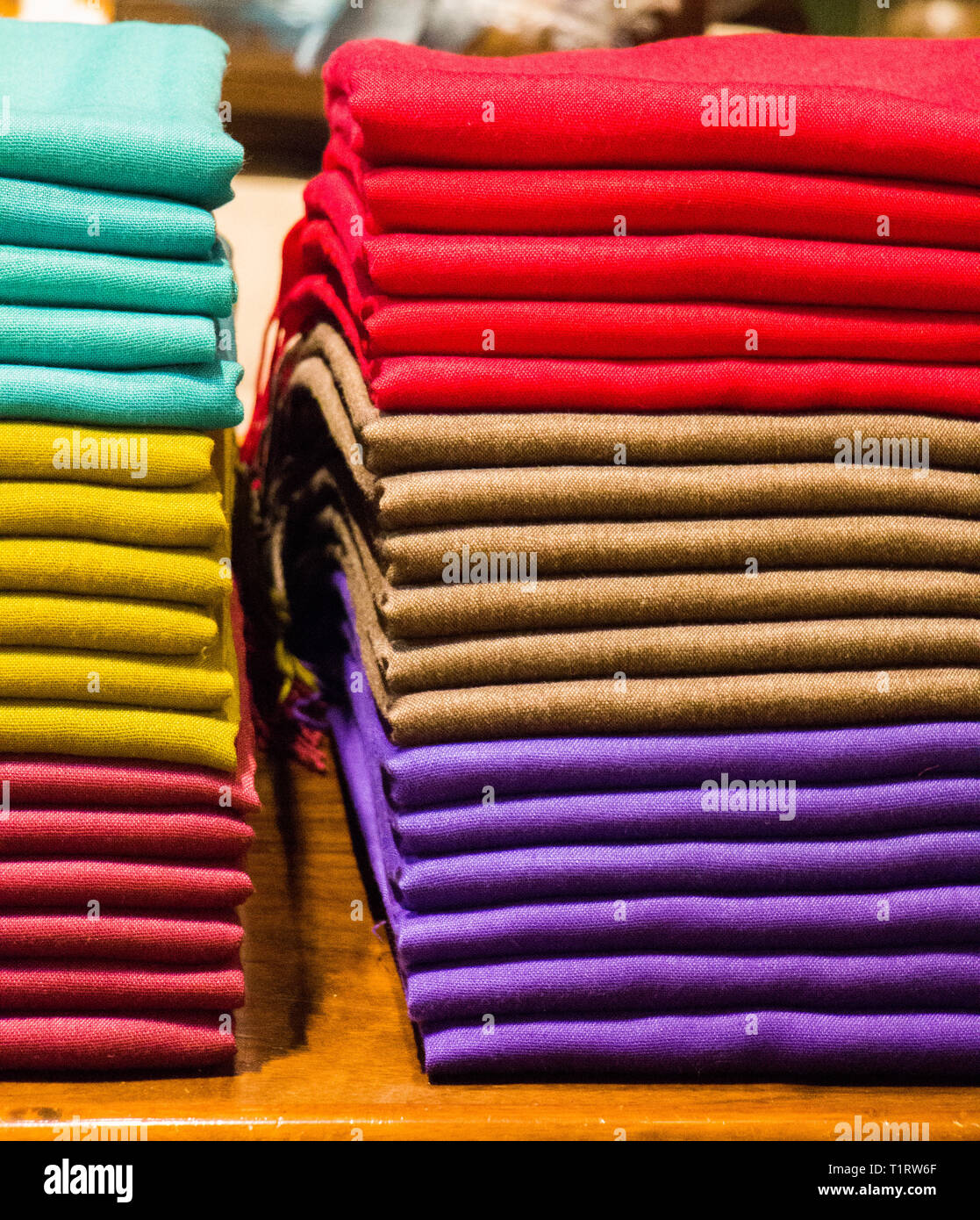 Examples of colorful fabric of various color and type Stock Photo - Alamy