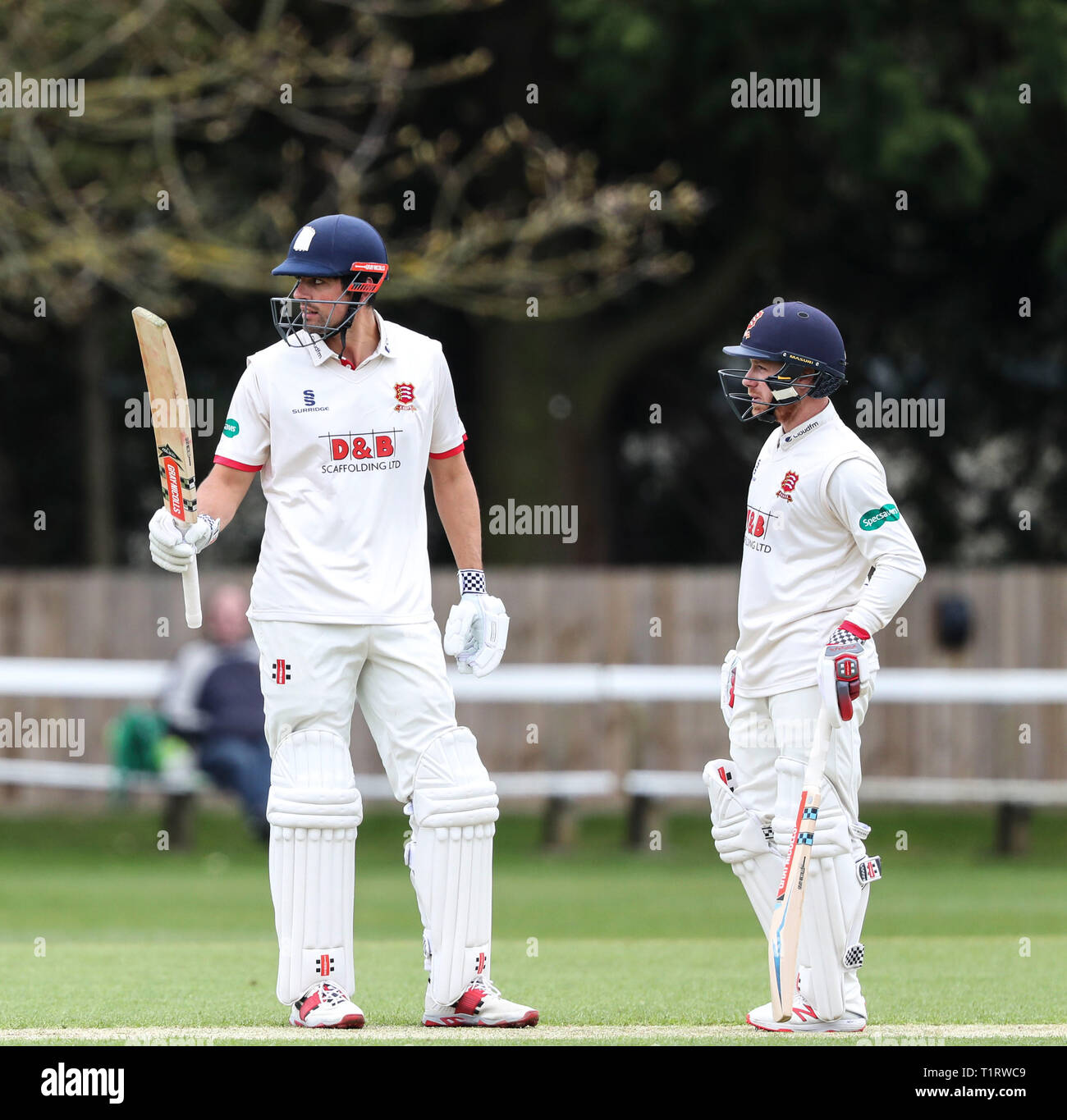 Cambridge, UK March 26 2019: Sir Alastair Cook of Essex celebrates ...