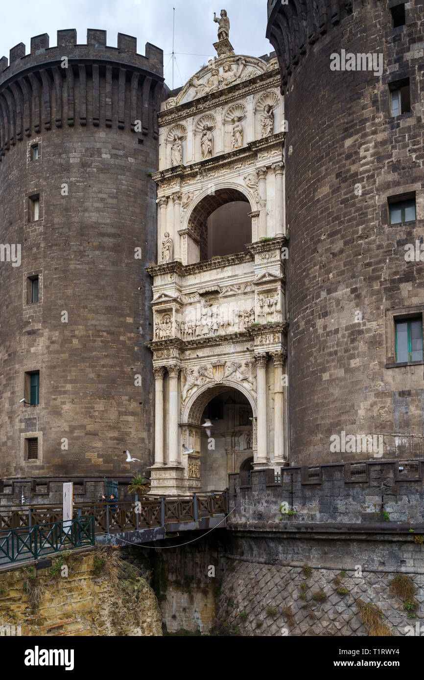 NAPLES, ITALY - NOVEMBER 05, 2018 - The medieval castle of Maschio ...