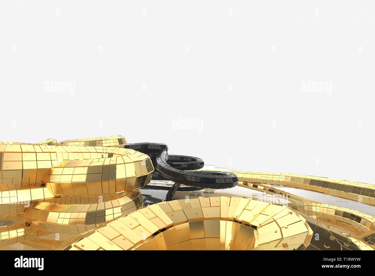 Abstract modern future architecture contains strange-shaped buildings ...