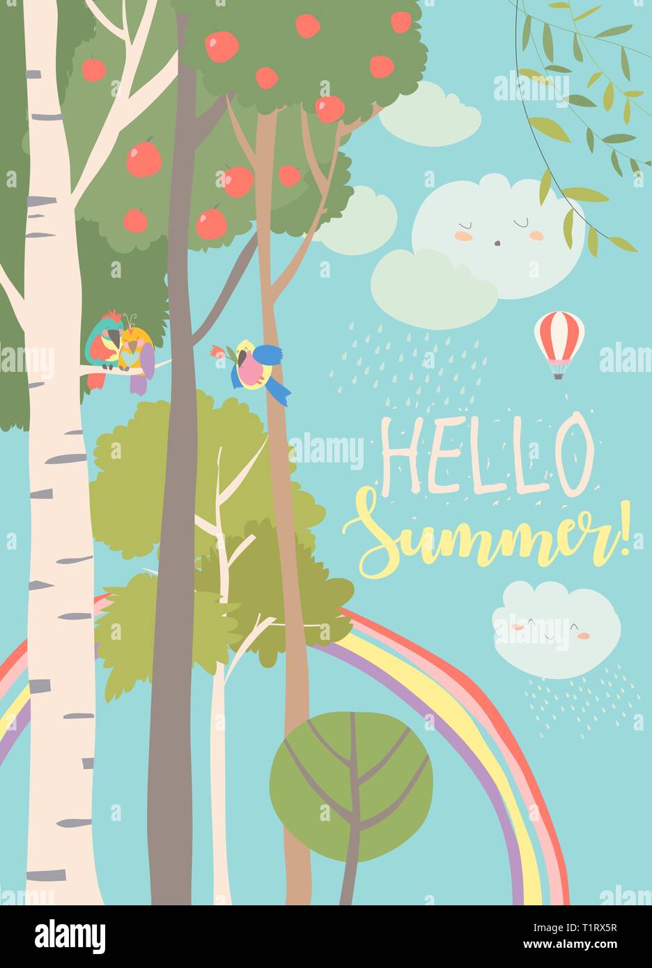 Trees in summer forest Stock Vector Images - Alamy