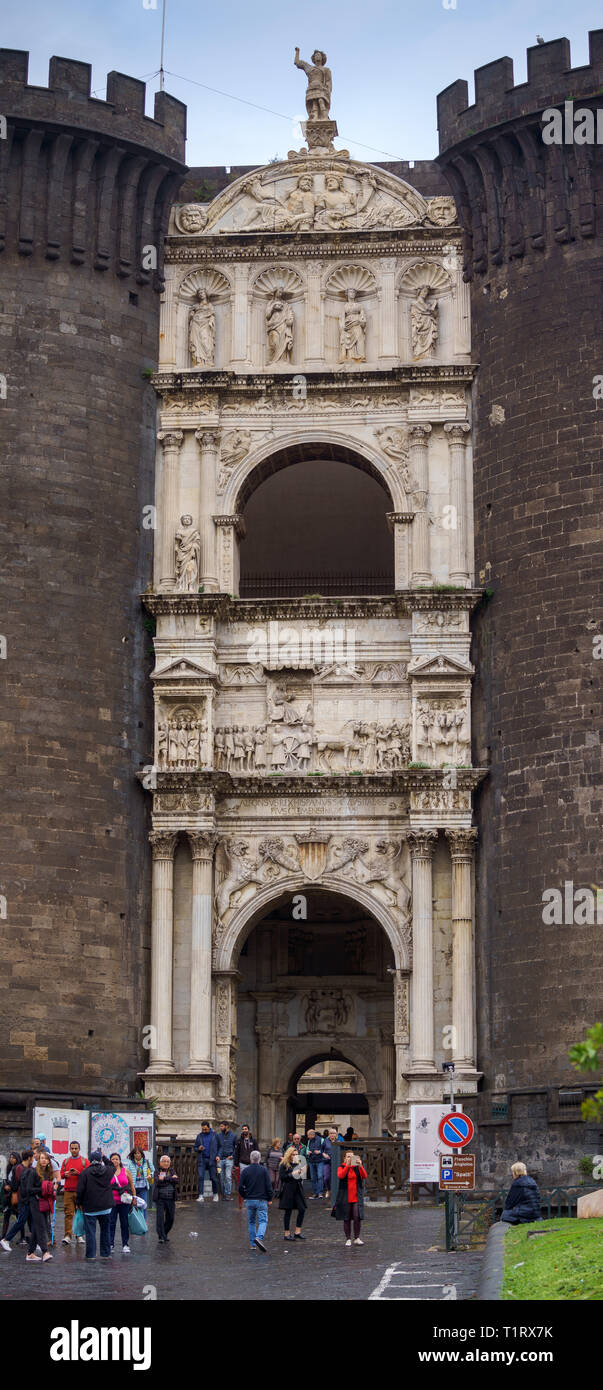 NAPLES, ITALY - NOVEMBER 05, 2018 - The medieval castle of Maschio ...
