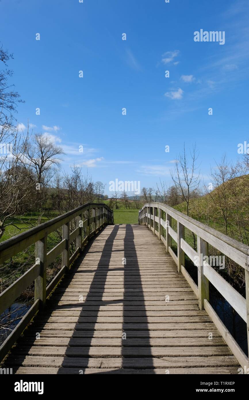 Ancient, Stone Bridge, Modern, Foot Bridge, River Clun, Shropshire ...