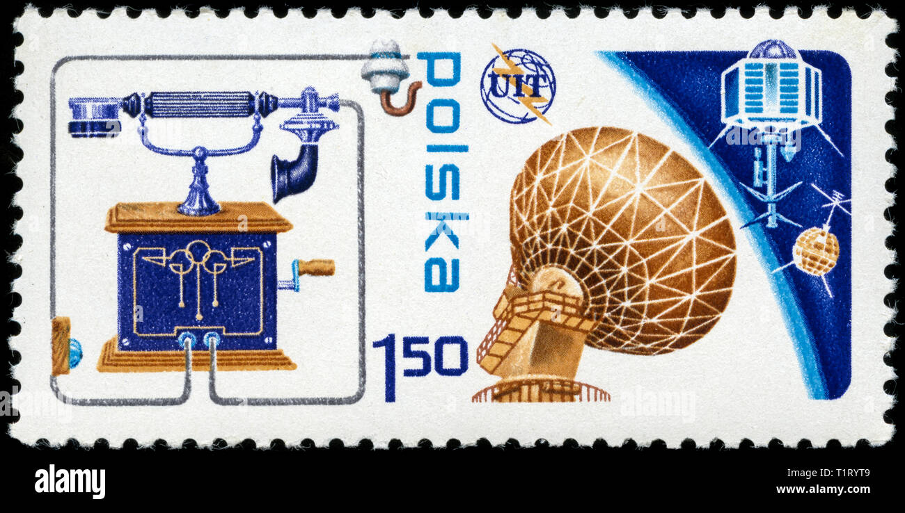 Postage stamp from the Poland in the Cent. Of first telephone call by ...