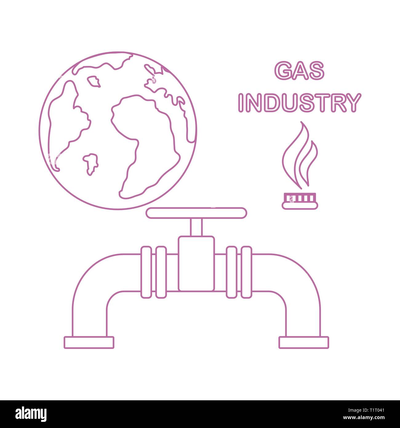 Vector illustration with equipment for gas production and earth. Gas ...