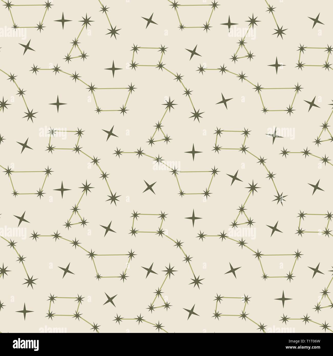 Seamless vector pattern with constellations. Space exploration ...