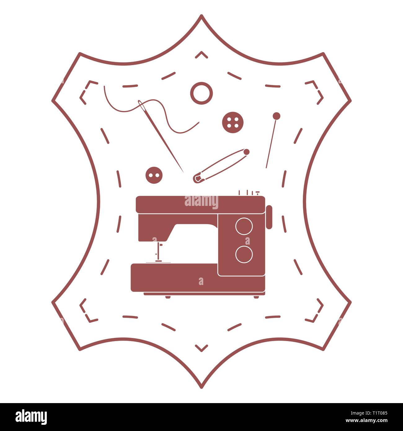 Vector illustration with tools and accessories for sewing. Button ...