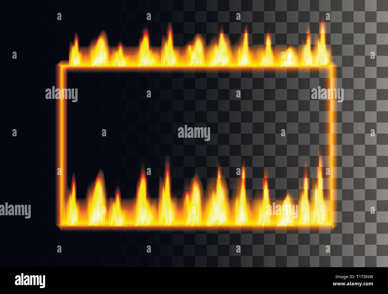 Neon style abstract rectangular frame. Yellow effect frame. Glittering ...