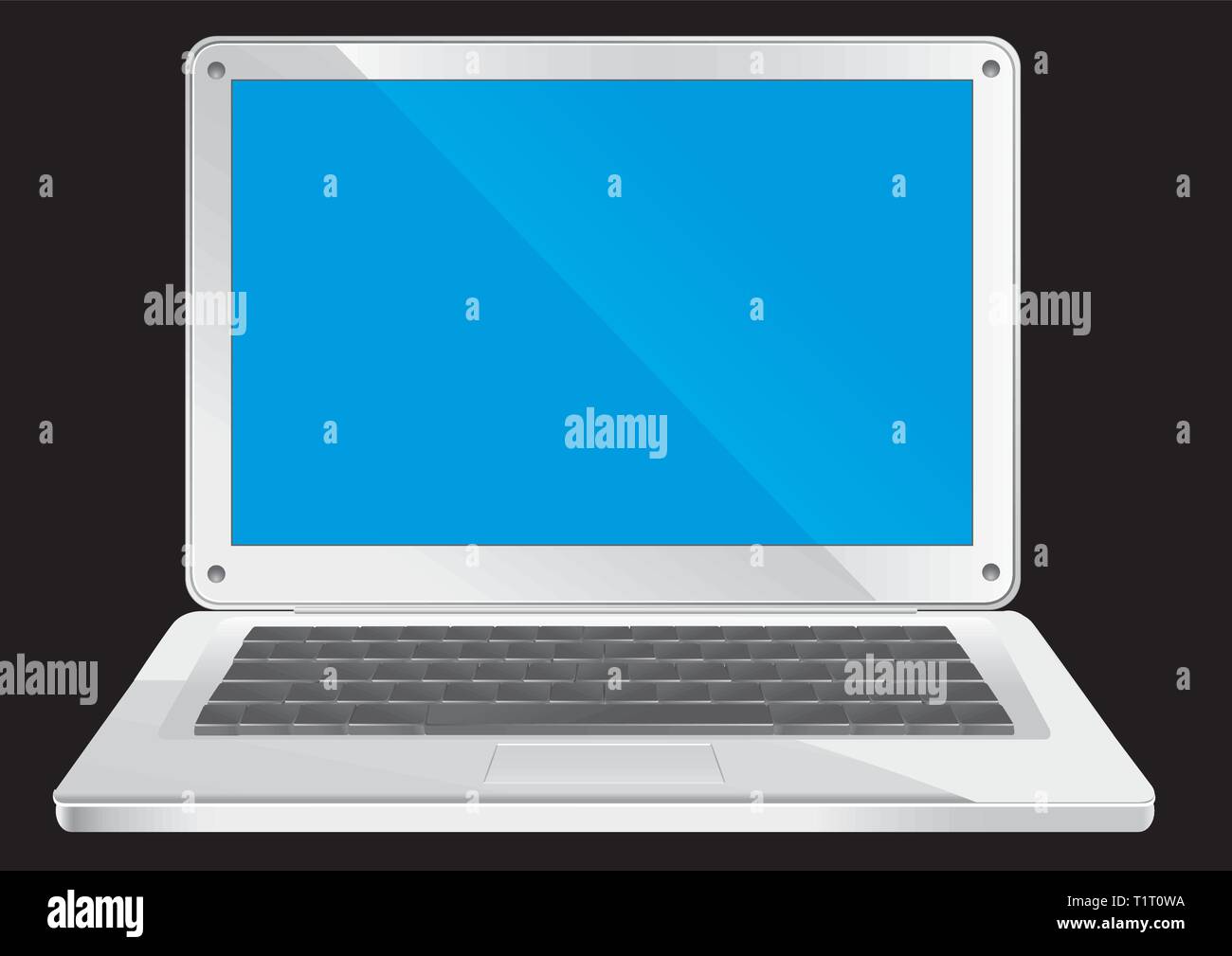 Open laptop on blue Stock Vector Images - Alamy