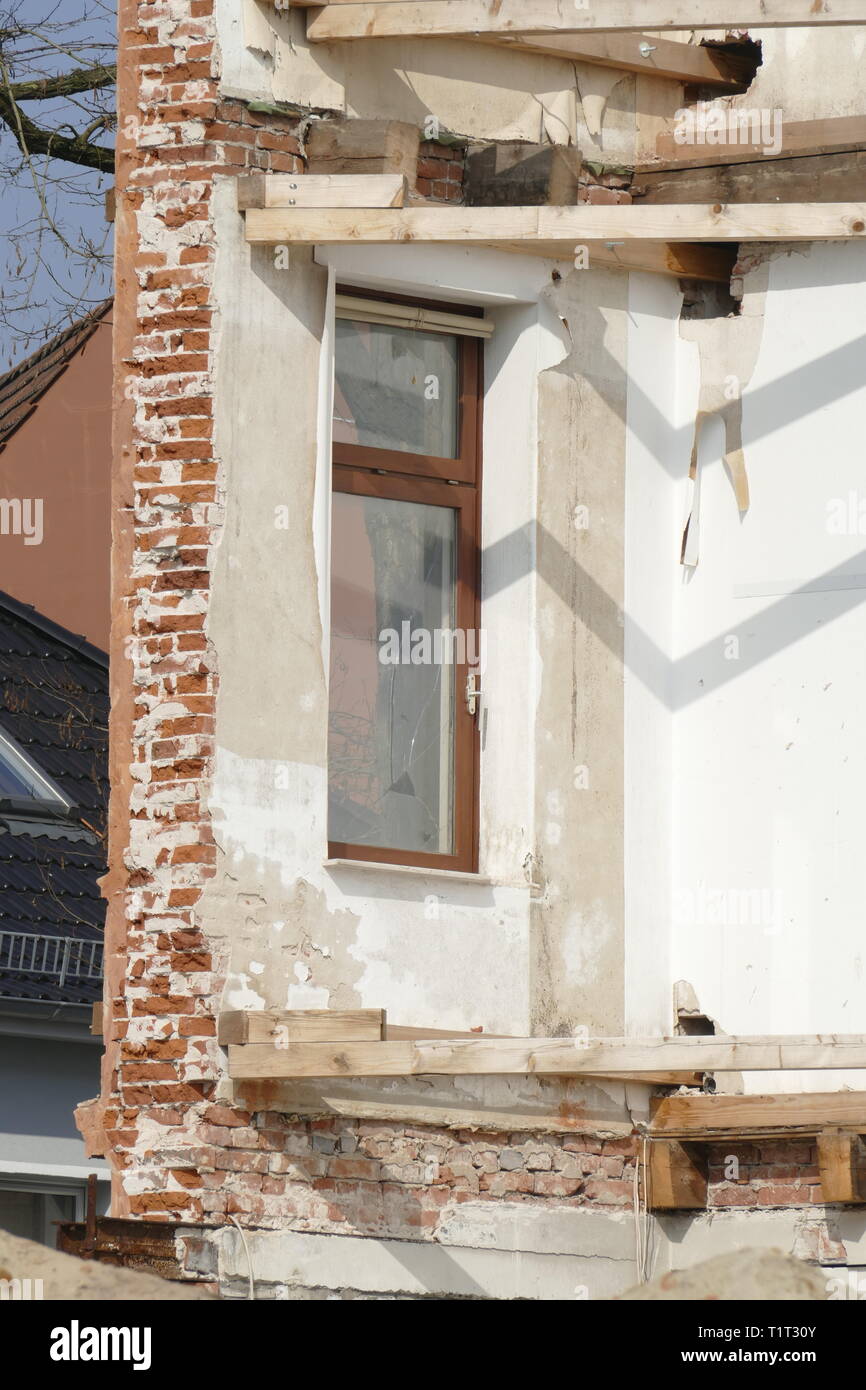 Window, wall rest, house wall, demolition house Stock Photo - Alamy