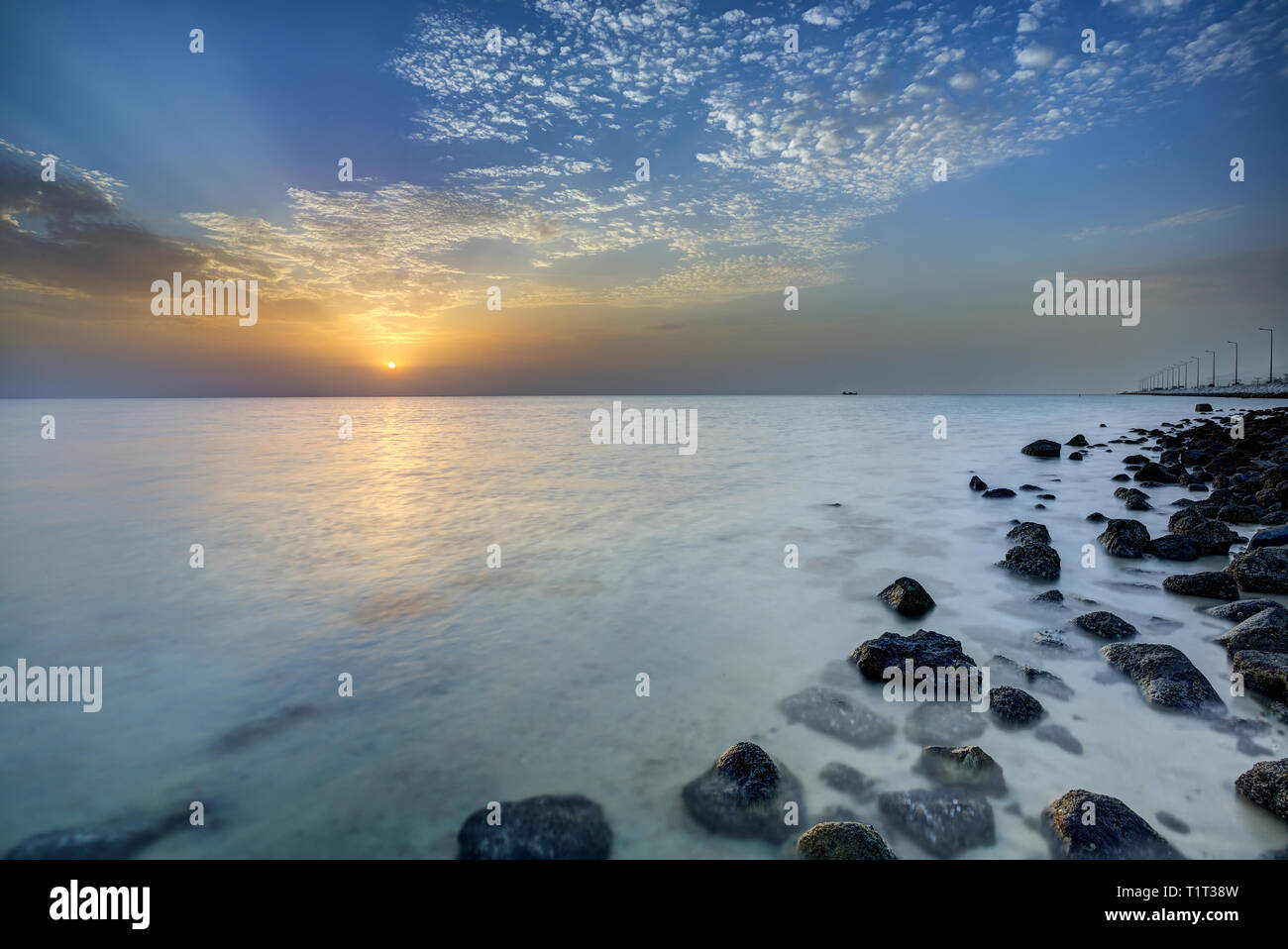 Sunrise in Wakra beach Qatar Stock Photo - Alamy