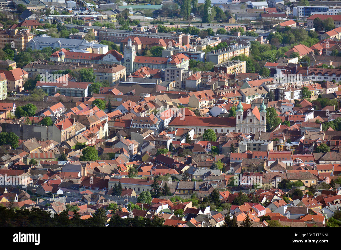 View of Pecs from the mountain, Hungary. Pecs látképe a hegyről ...