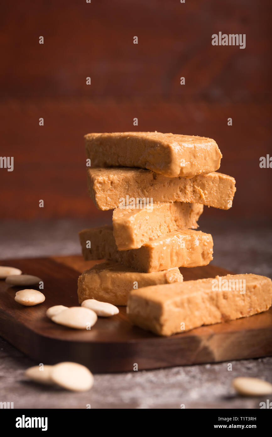 Turron is a typical Christmas food in Spain, usually prepared with ...