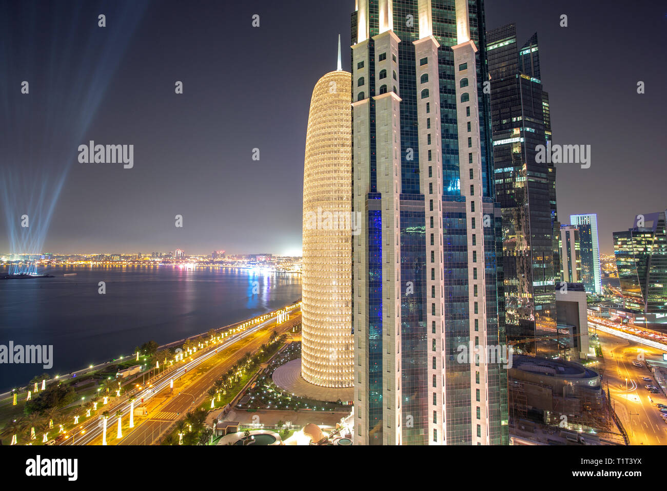 DOHA, QATAR – DECEMBER 18 2013: High-rise towers in Westbay Doha with ...