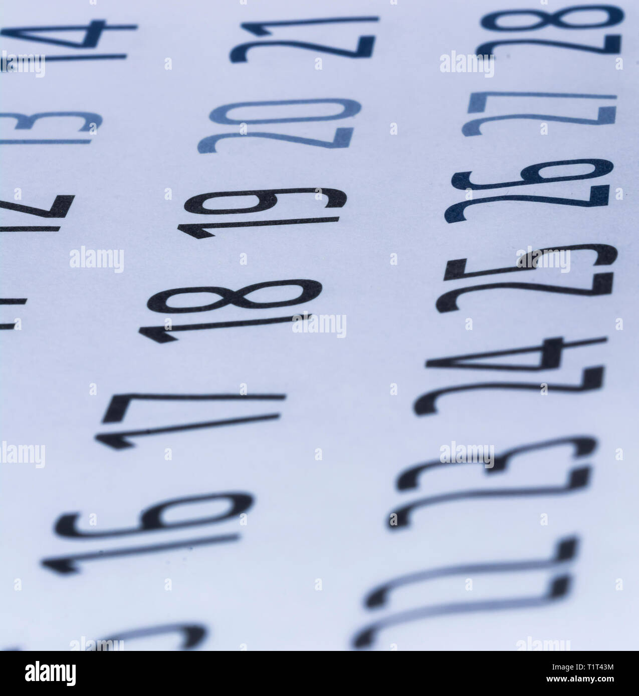 String of calendar numbers, Close-up of calendar numbers Stock Photo ...