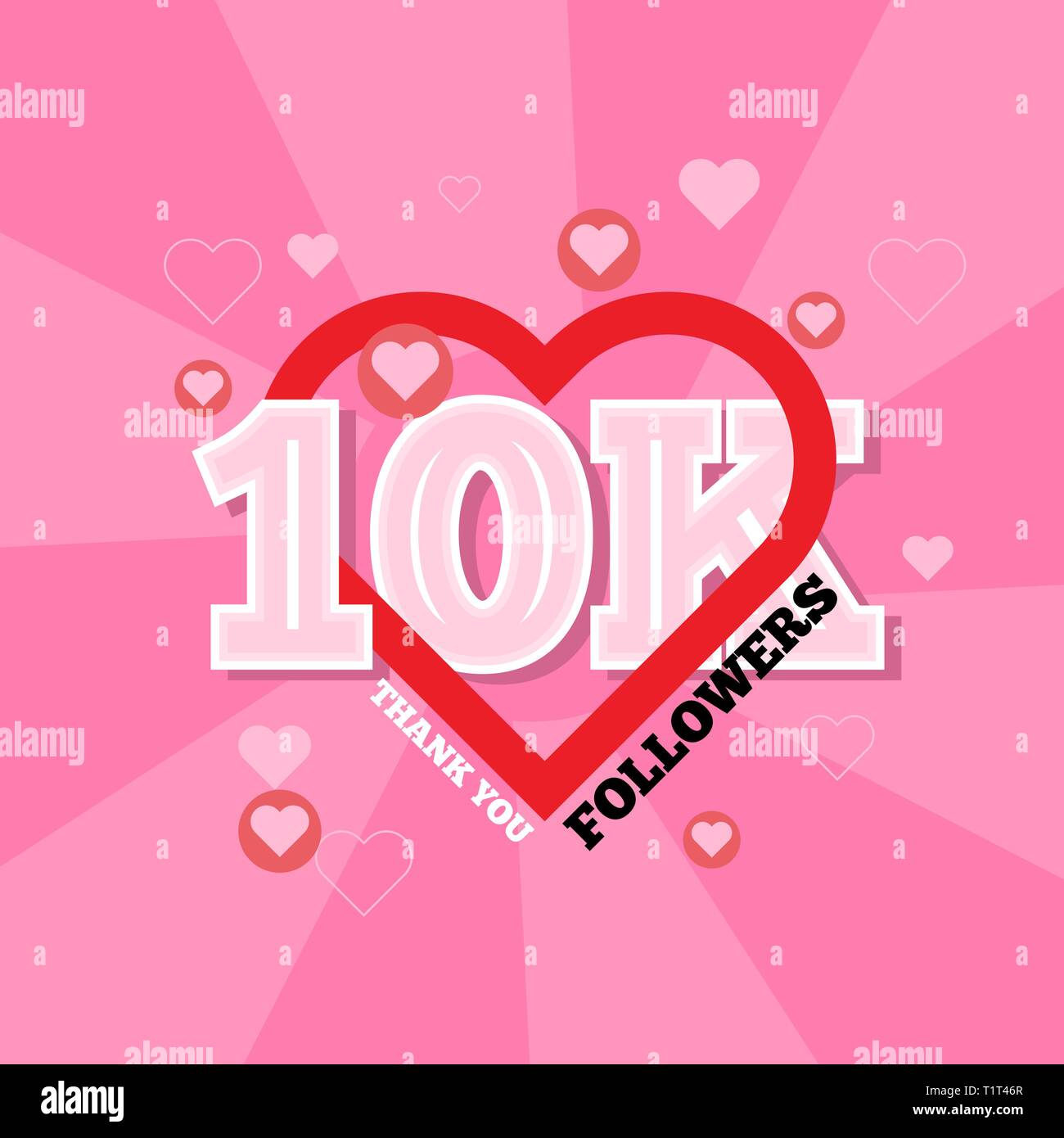 10K Followers and thank you banner background with heart bubble icons ...