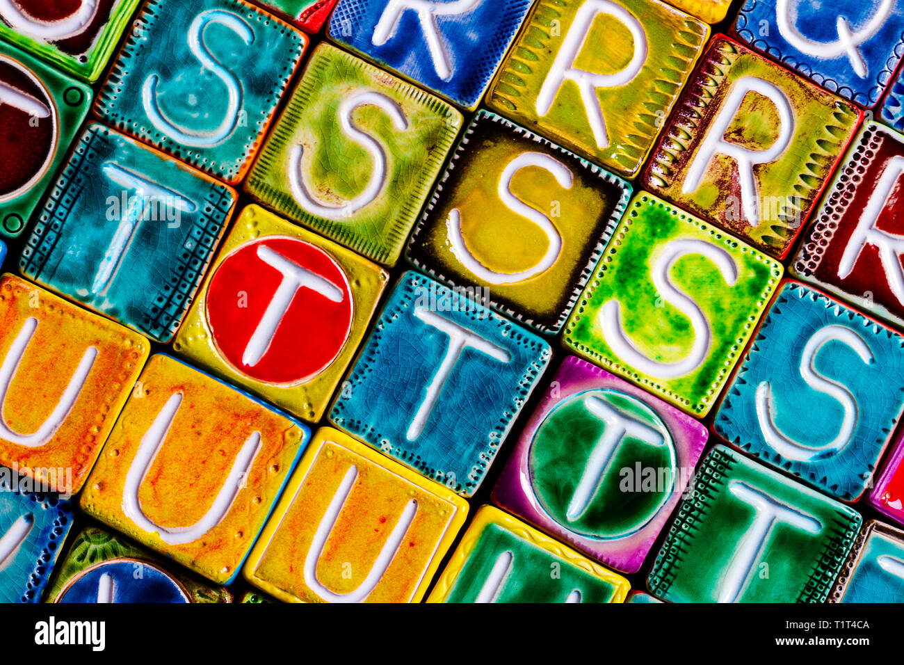 Background from colorful handmade ceramic letters Stock Photo - Alamy