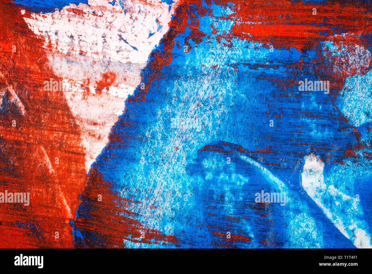 Abstract red and blue hand painted acrylic background, creative ...