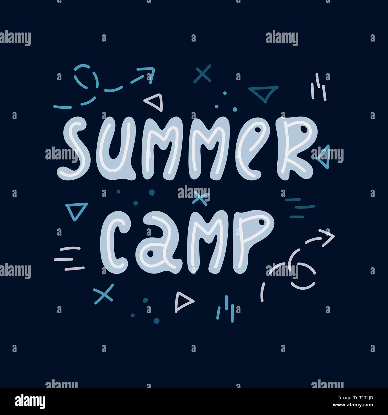 Hand-drawn lettering in sloppy style. Doodles. Summer camp Stock Vector ...