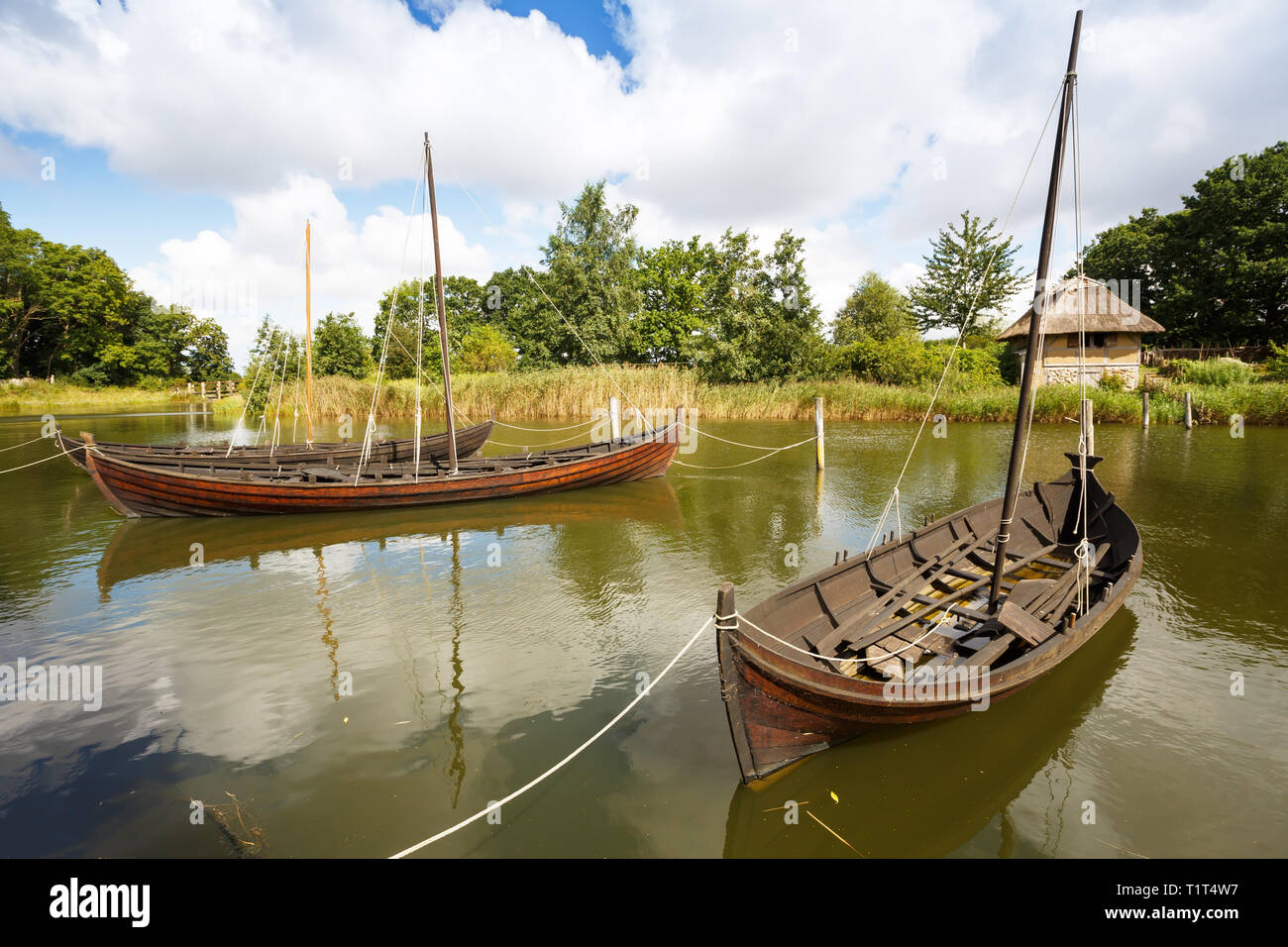 The medieval boats in The Middle Ages Center, the experimental living ...