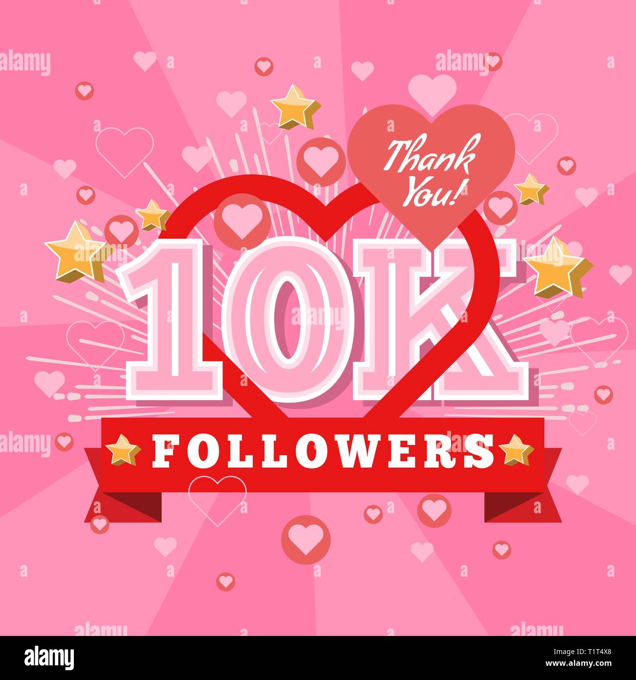 10K Followers and thank you banner background with heart bubble icons ...