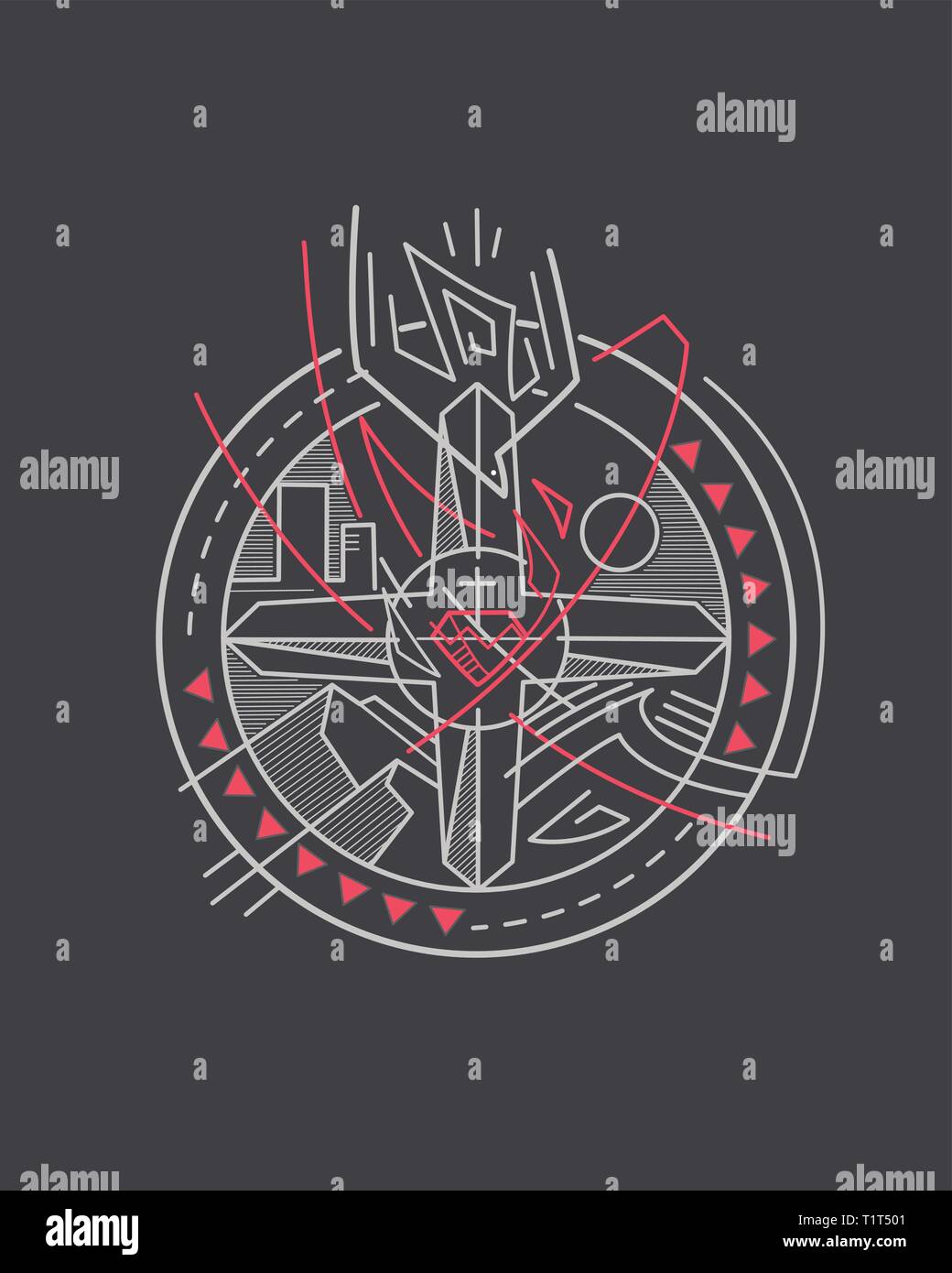 Hand drawn vector illustration or drawing of a Cross and other ...