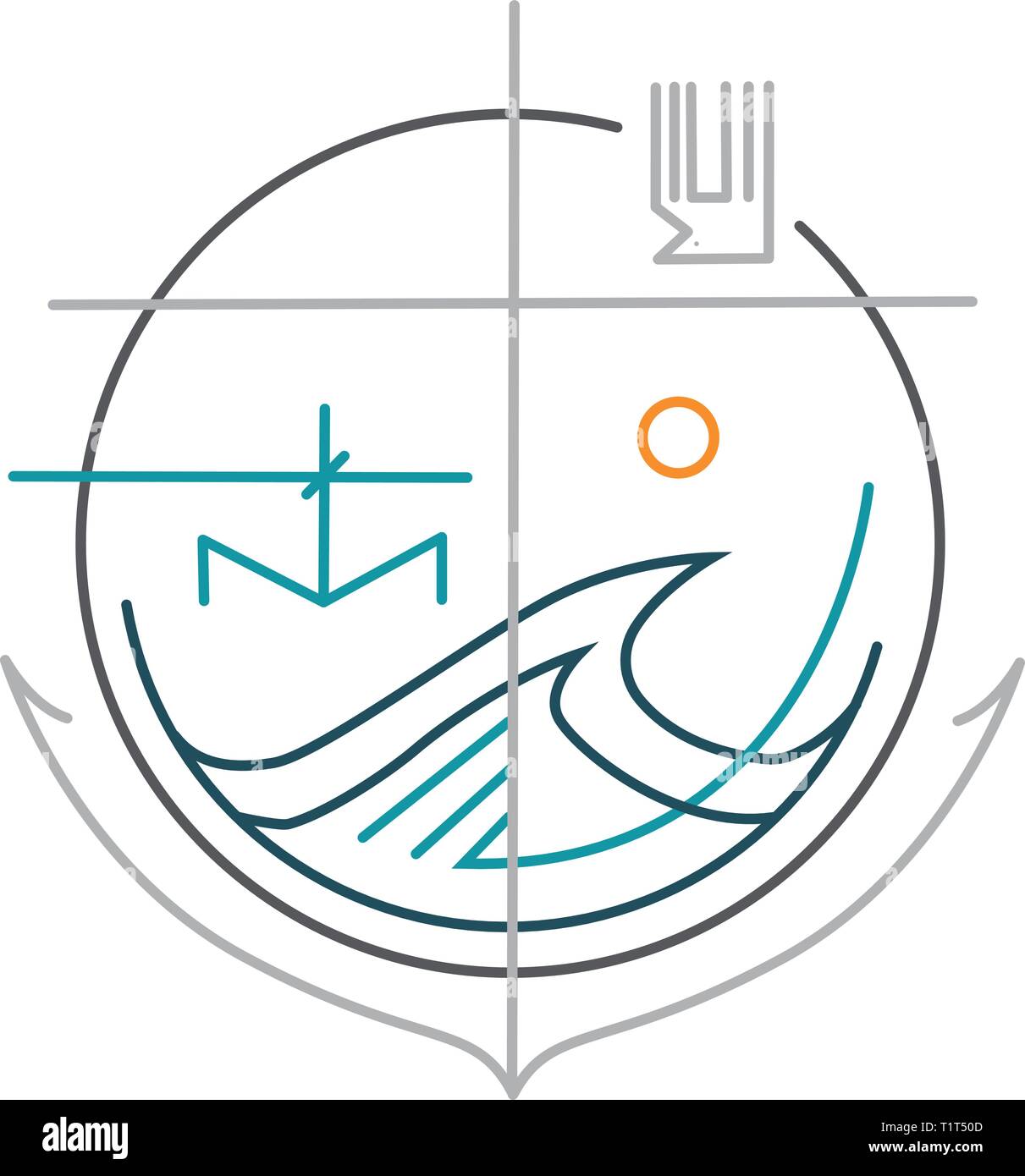 Hand drawn vector illustration or drawing of a Cross and other ...