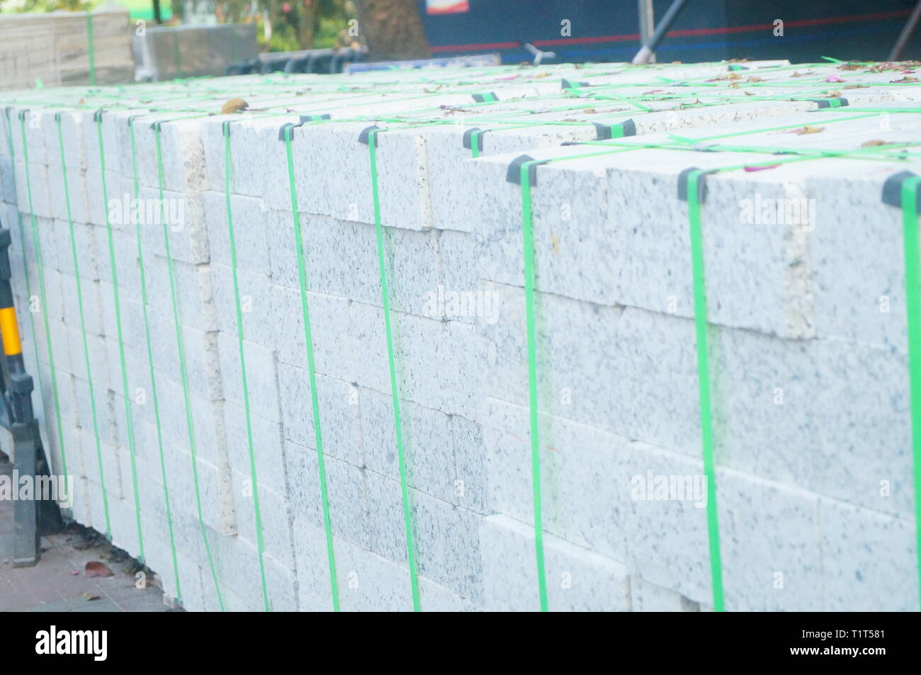 Shenzhen, China: Road construction site, stacked with building ...