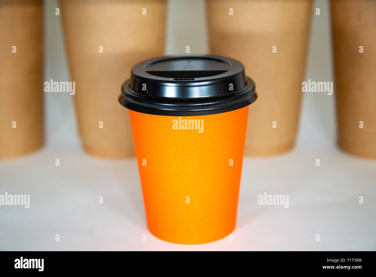 Different colored coffee cups isolated on a white background Stock ...