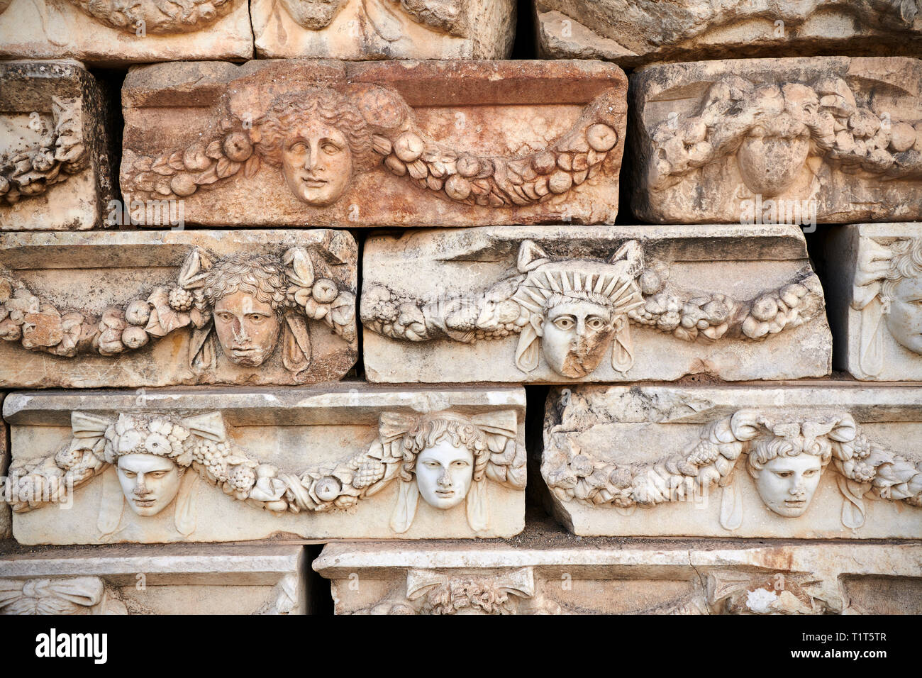 Roman sculpted frieze blocks with garland relief sculptures, North ...