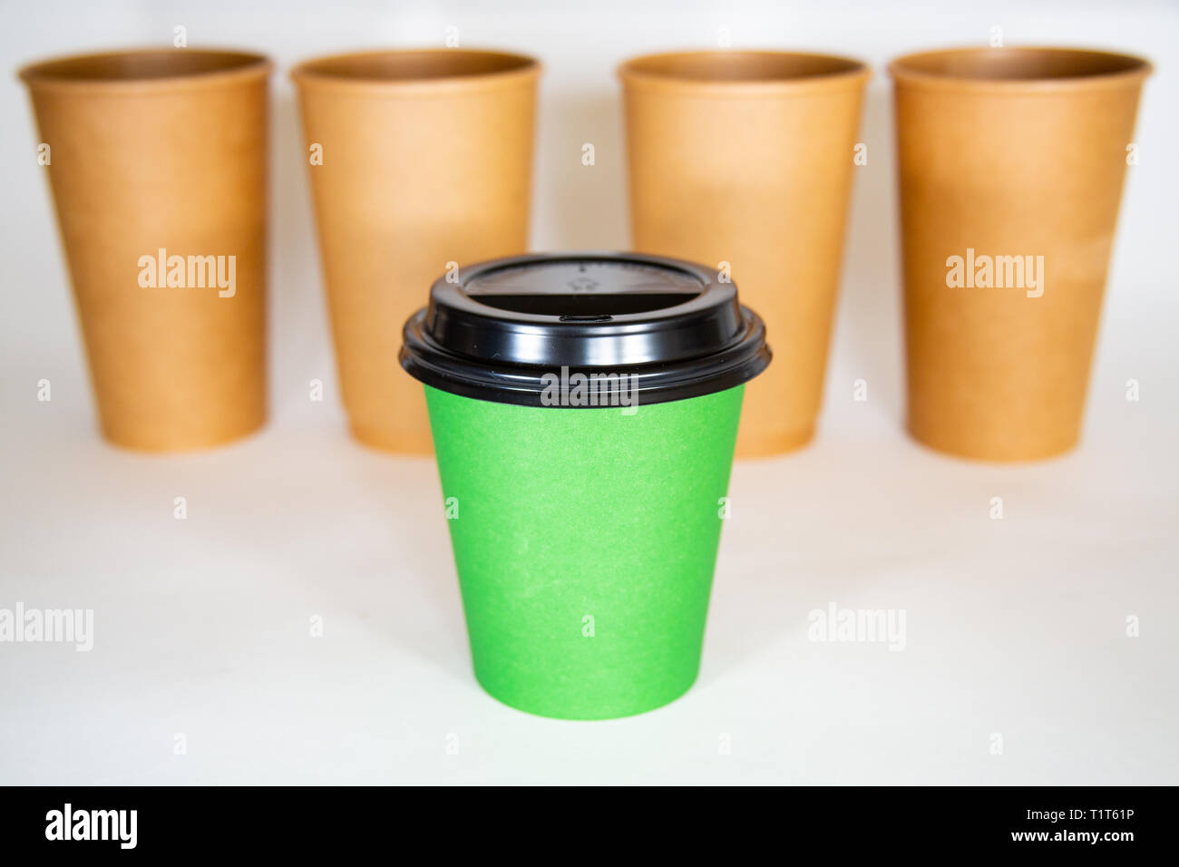 Different colored coffee cups isolated on a white background Stock ...