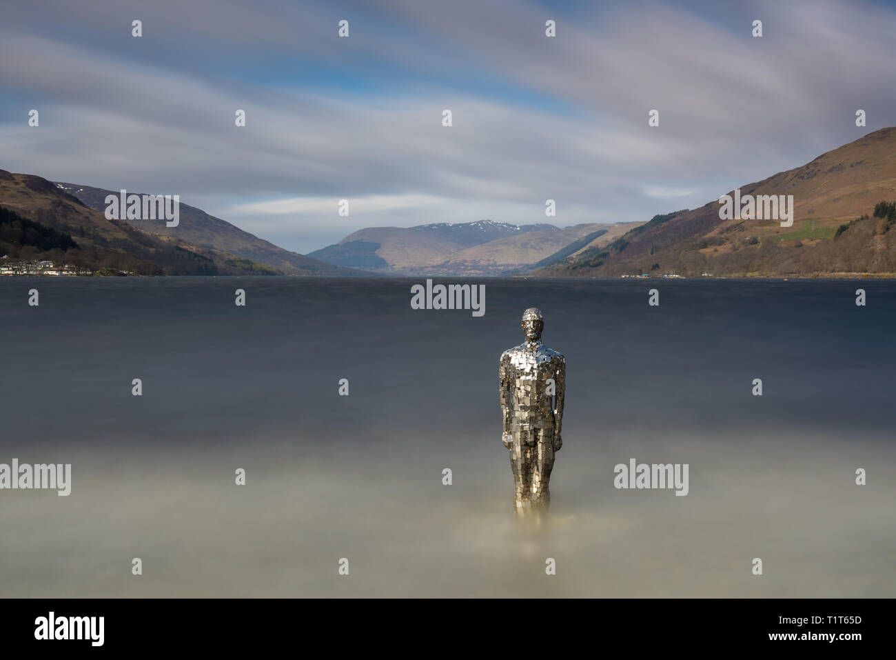 The famous mirror man sculpture that sits in Loch Earn, Perth and ...