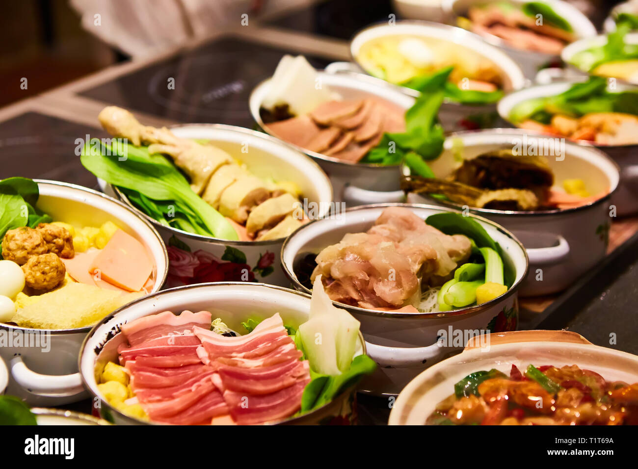 Assorted Chinese food set. Chinese noodles, fried rice, dumplings ...