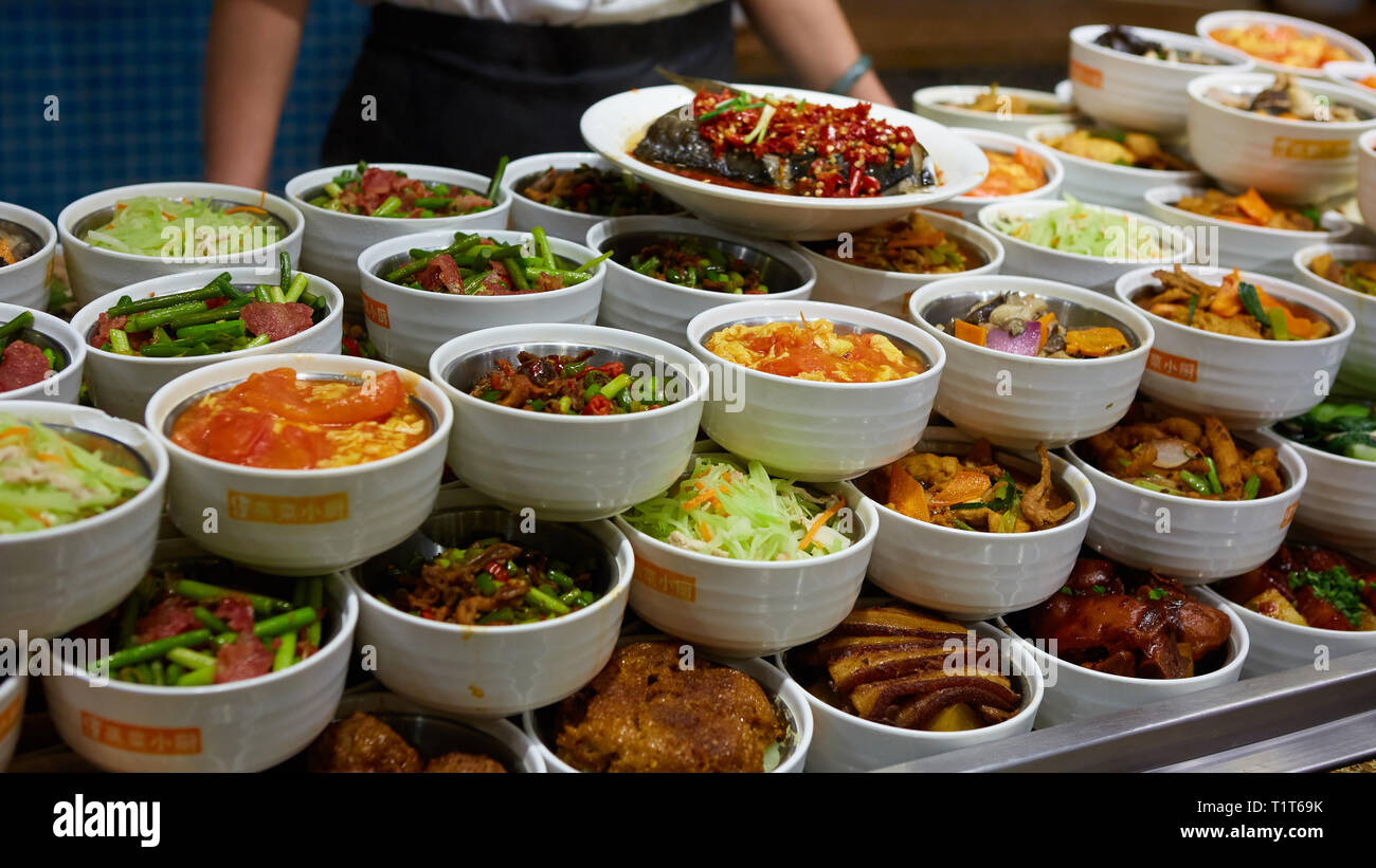 Assorted Chinese food set. Chinese noodles, fried rice, dumplings ...