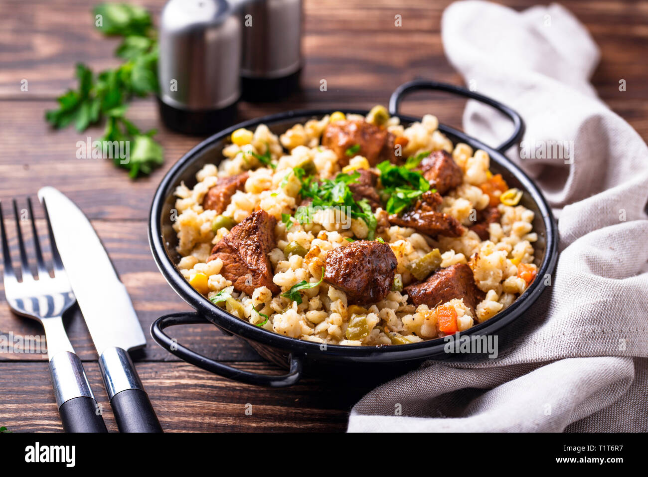 Bulgur with meat and vegetables Stock Photo - Alamy