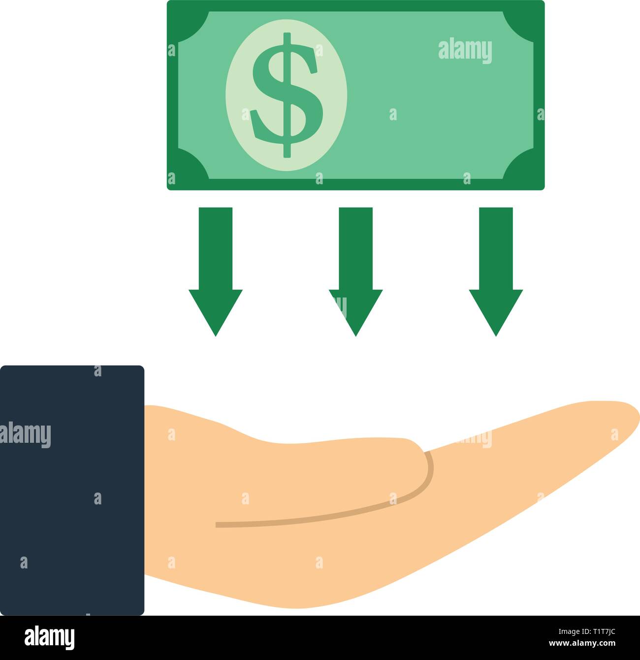 Return Investment Icon. Hands Get Money. Flat color design. Startup ...