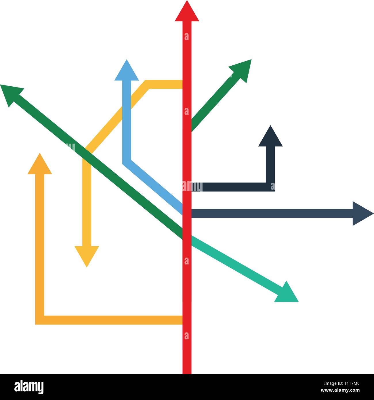 Direction Arrows Icon. Flat color design. Startup series. Vector ...