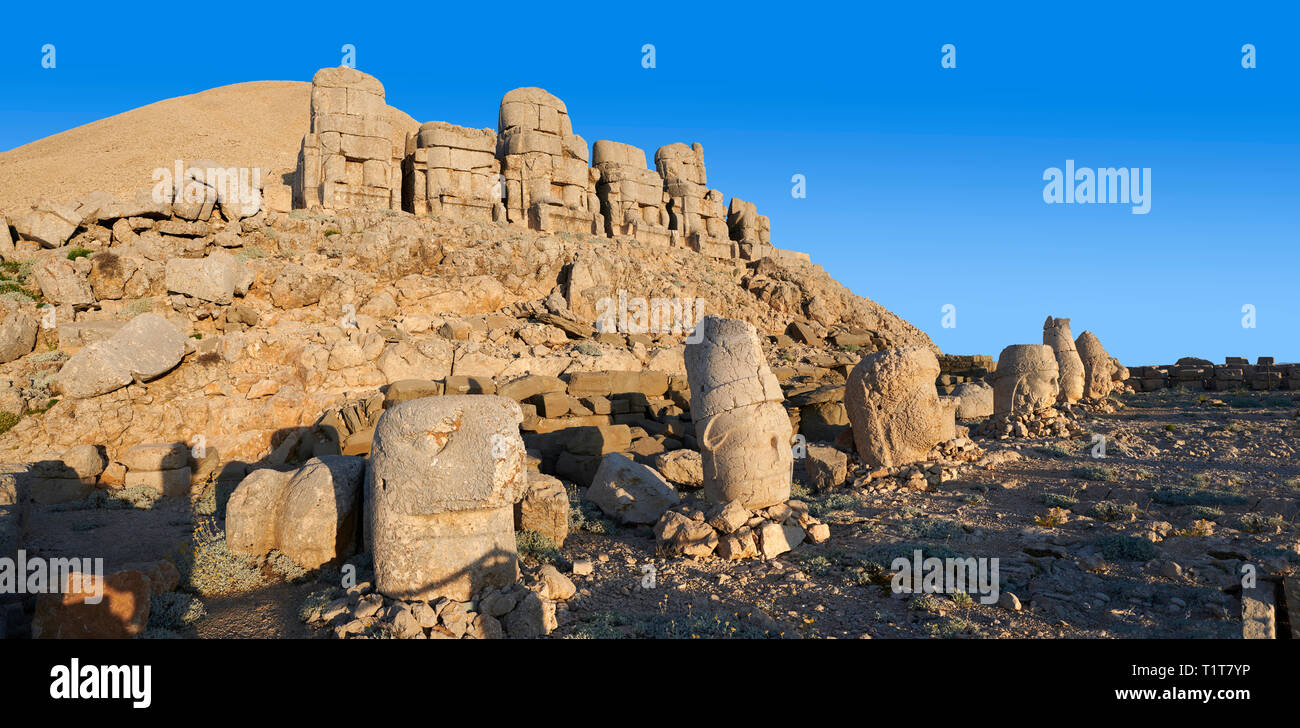 Statue heads, from left, Eagle, Antiochus, Commagene, Zeus, Apollo ...
