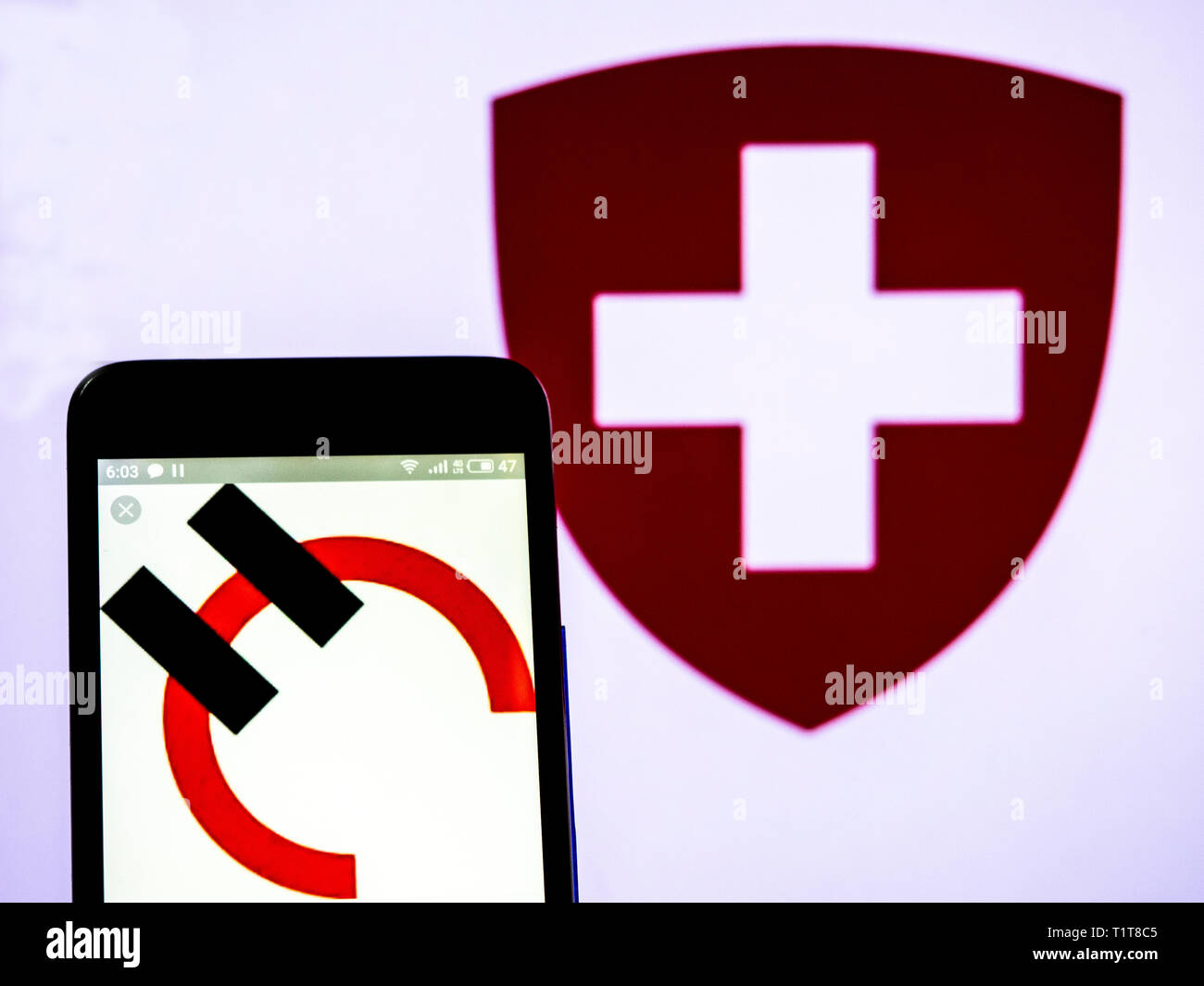 In this photo illustration a Holcim Ltd. logo seen displayed on a smart ...
