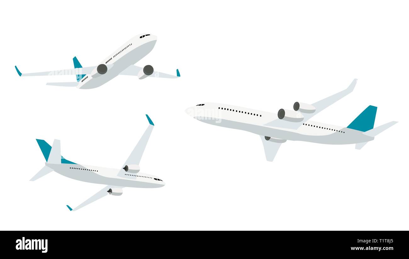 Flat airplane icon collection set isolated on white background. Vector ...