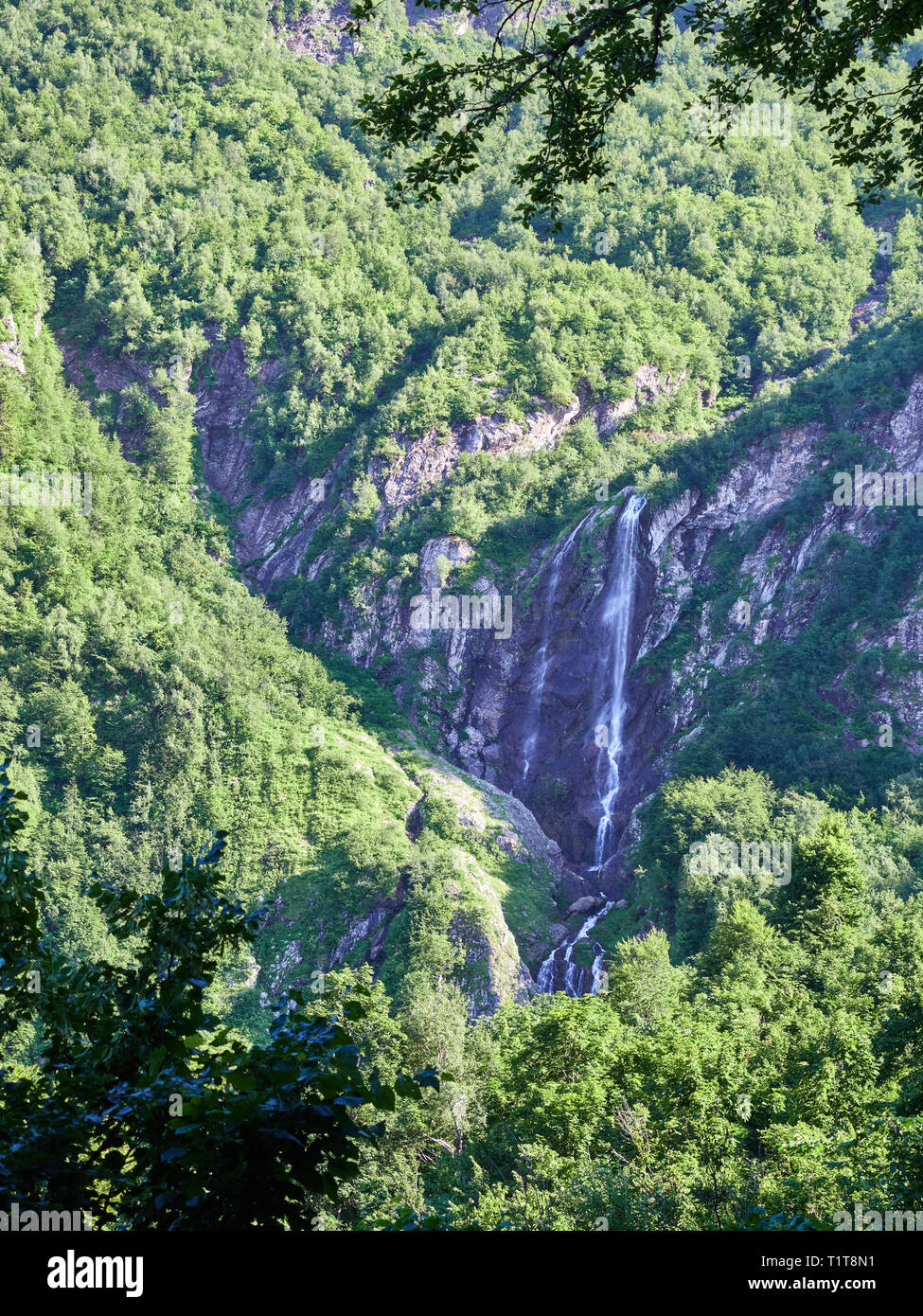 Majestic views of the green mountains with rocks and the highest ...