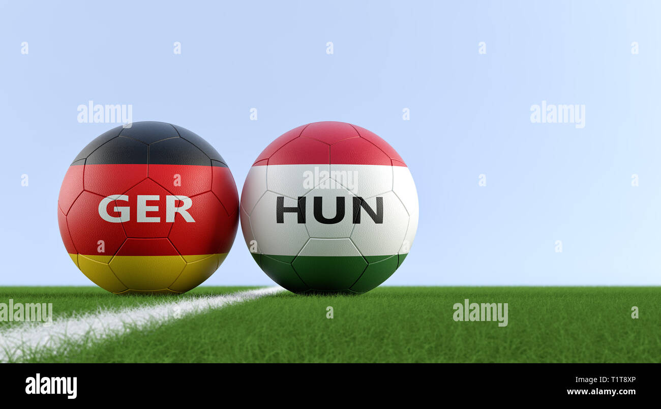 Hungary vs. Germany Soccer Match - Soccer balls in Hungarys and ...