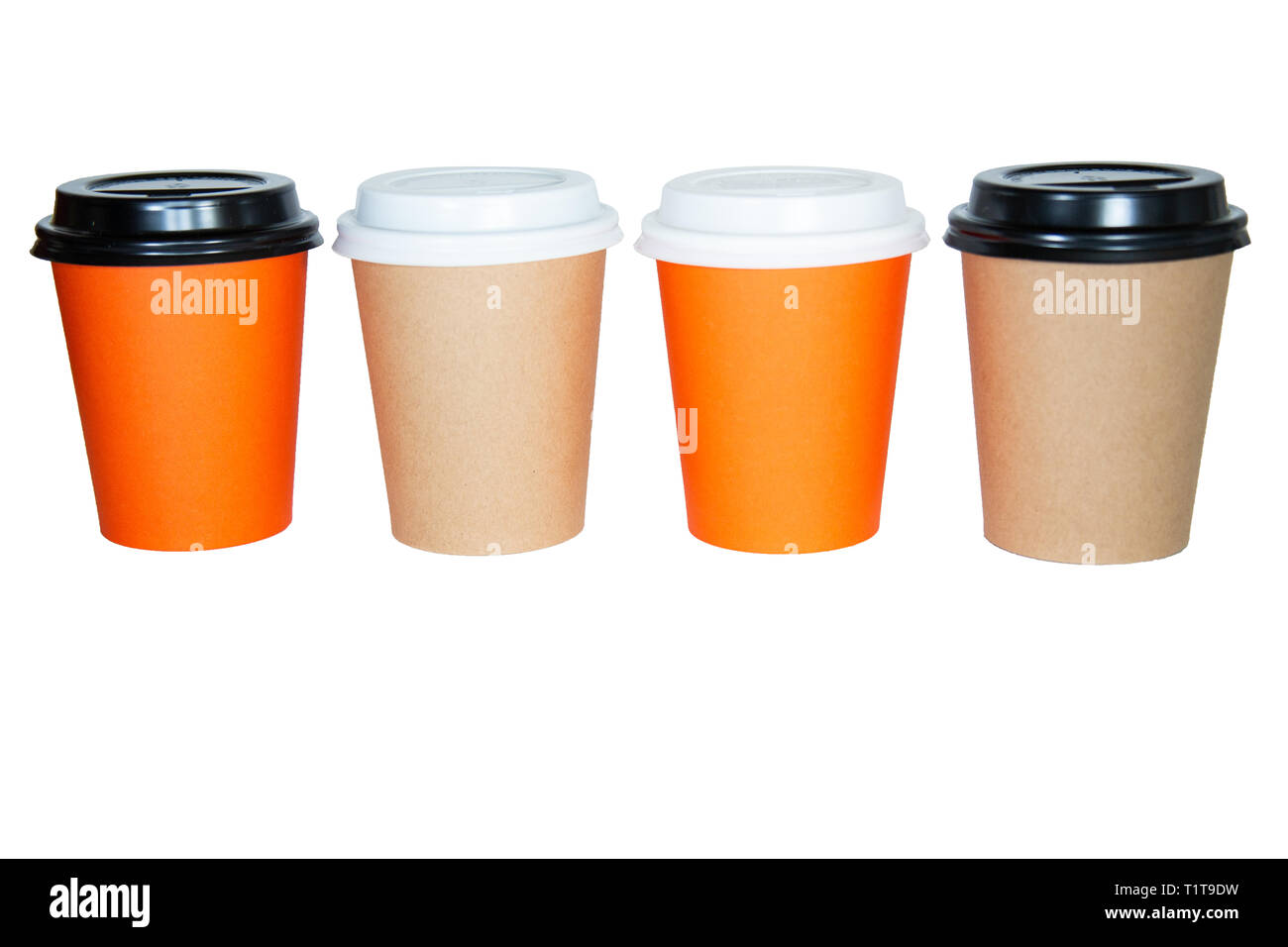 Different colored coffee cups isolated on a white background Stock ...