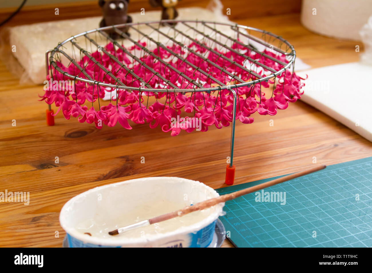 confectionery decoration. Baker makes wedding or birthday decorations ...