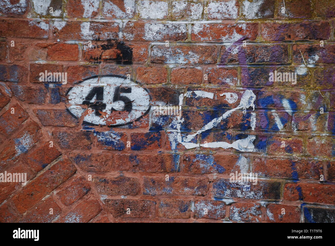 Red Brick Canal bridge number 45 with worn graffiti Stock Photo - Alamy