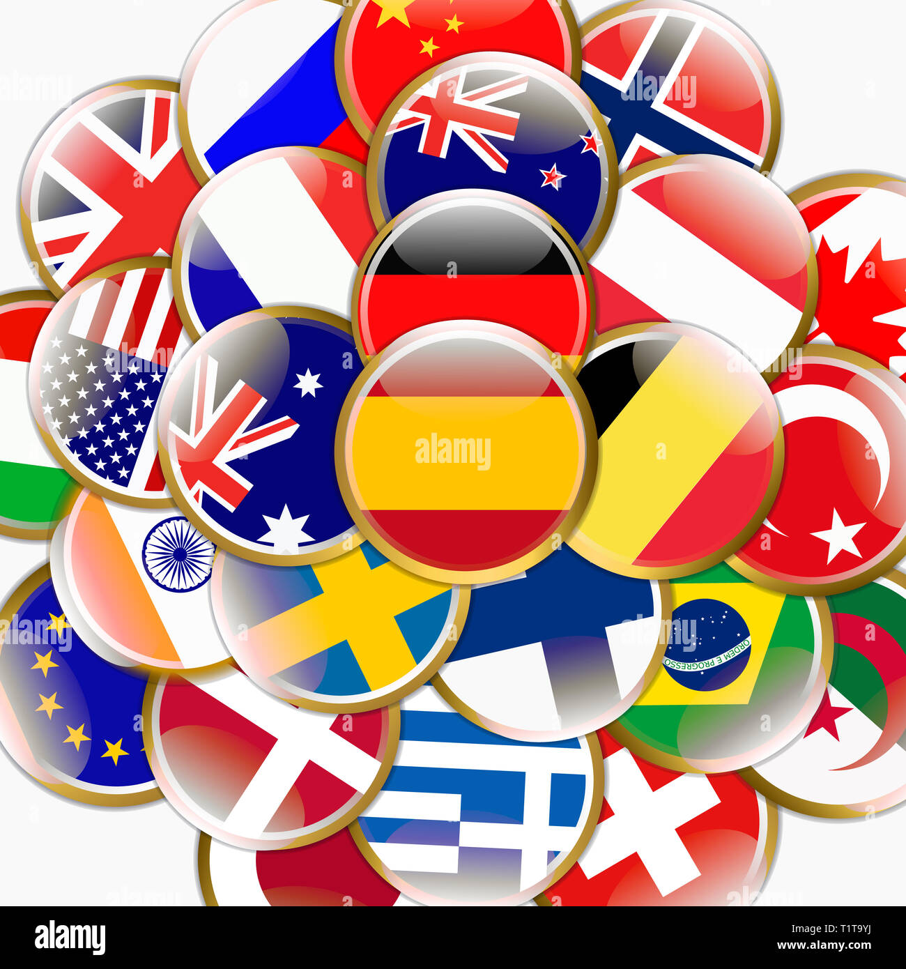 Bright collage of banners with flags. Colorful illustration with flags ...